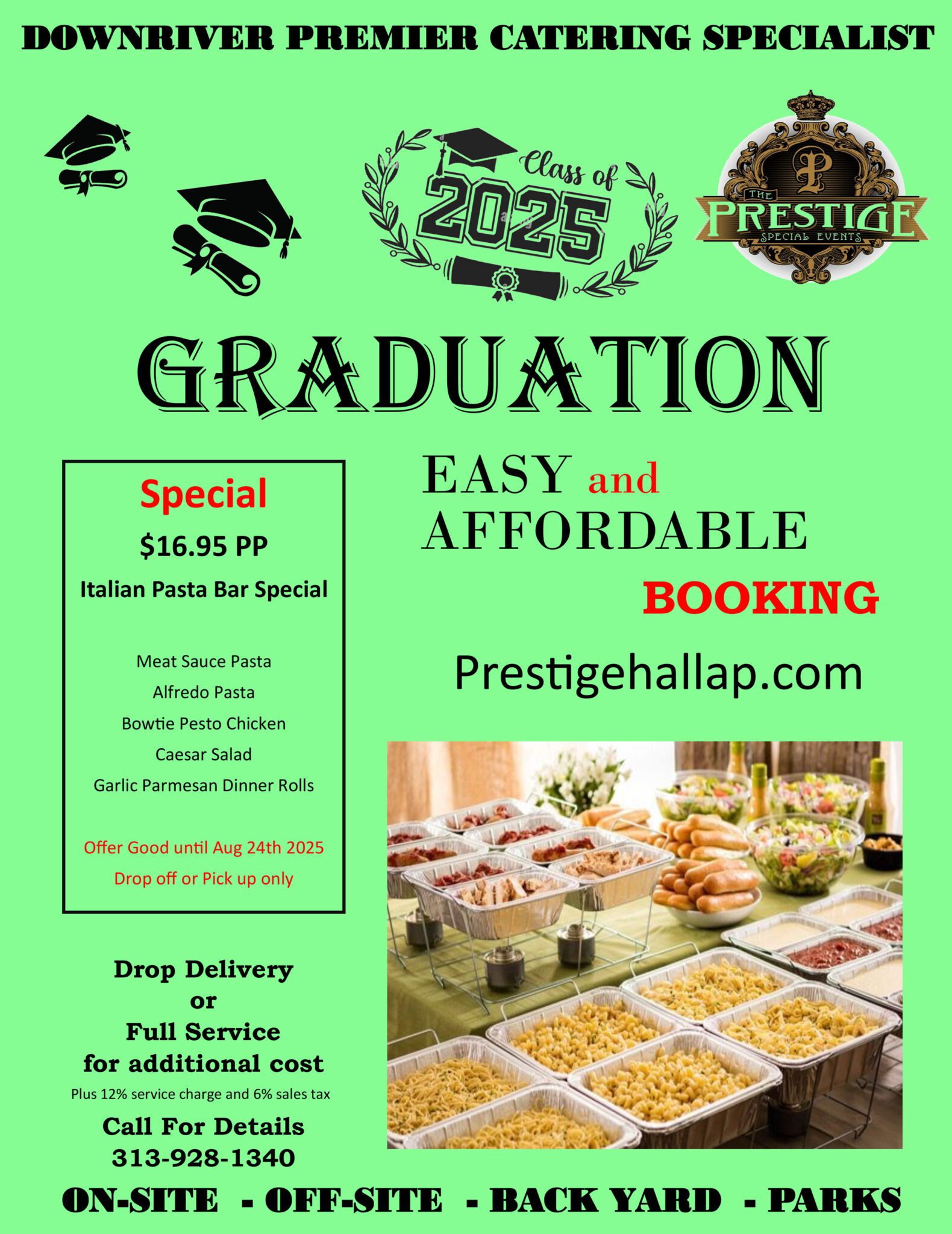 Graduation Menus - The Prestige Banquet Hall